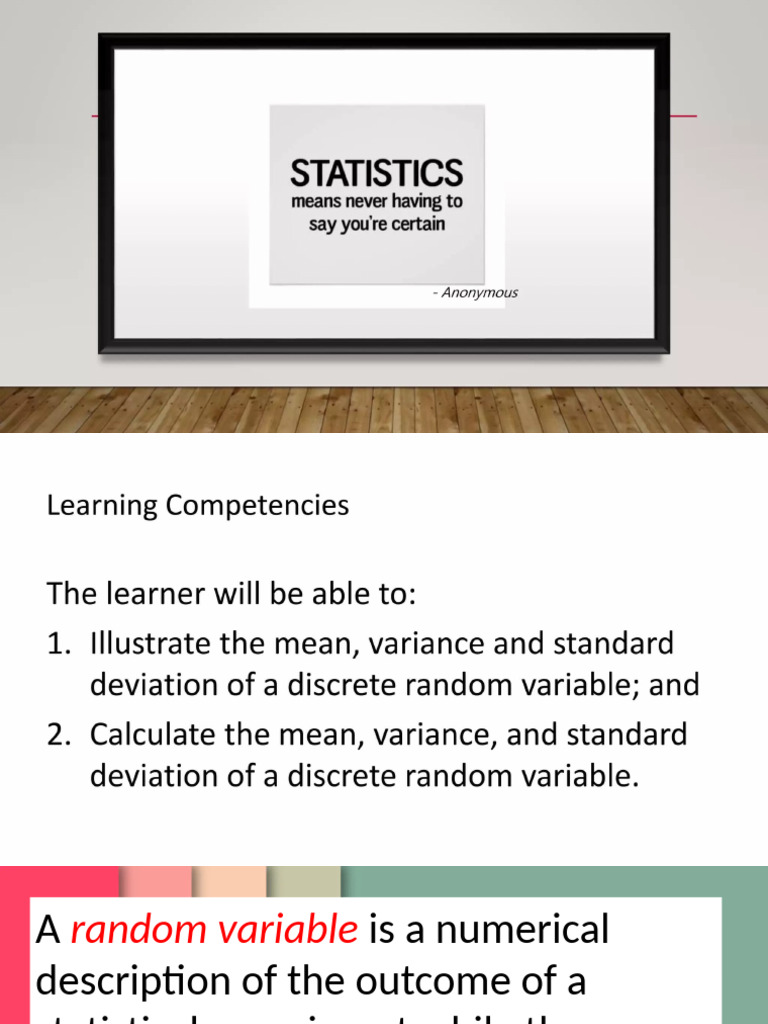 Finding The Mean Variance And Sd Of A Discrete Pro Distribution Quiz For Absent Pdf