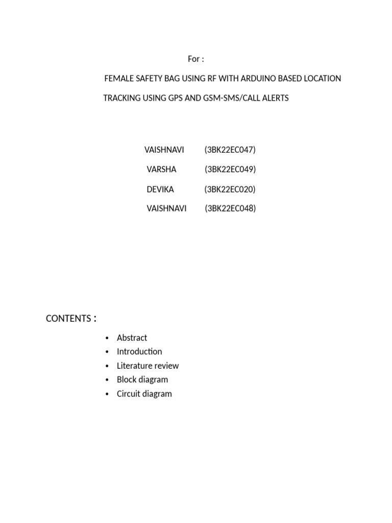MINI PROJECT SYNOPSIS_241108_083052 (1) | PDF | Arduino | Wearable Technology