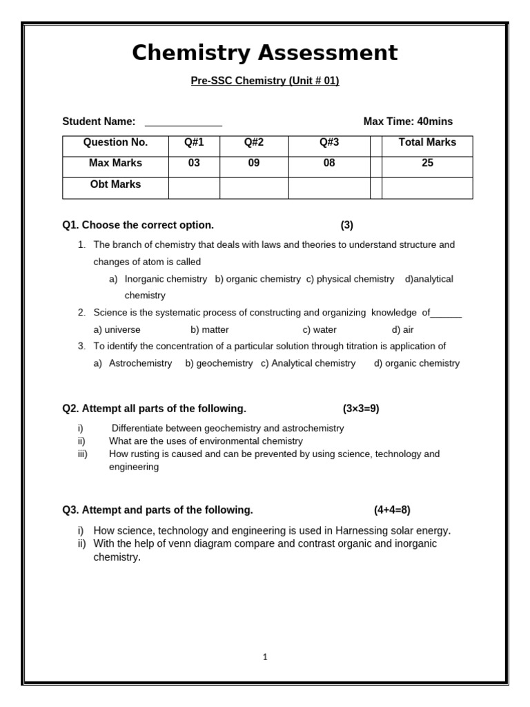 9th Unit 1 Chem | PDF