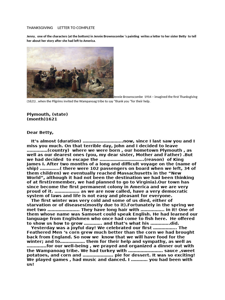 Thanksgiving Letter from 1621 Pilgrim | PDF | Plymouth Colony