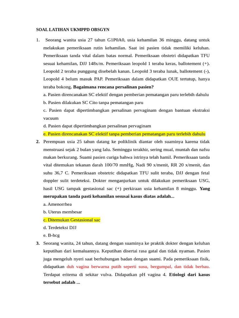 Soal Latihan Ukmppd Obsgyn-2-1 | PDF