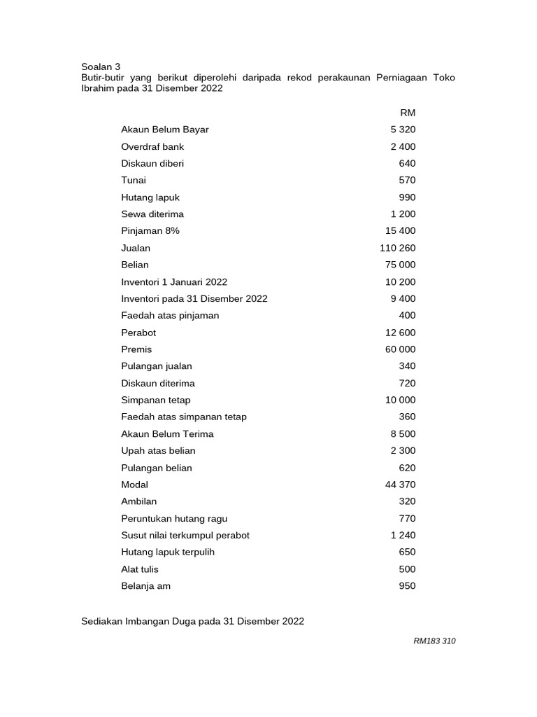 LATIHAN IMBANGAN DUGA Soalan 3 | PDF
