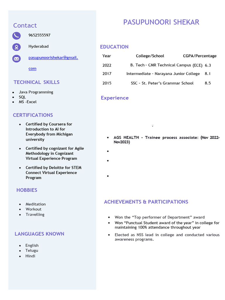 Pasupunoori-Shekar Resume1 | PDF