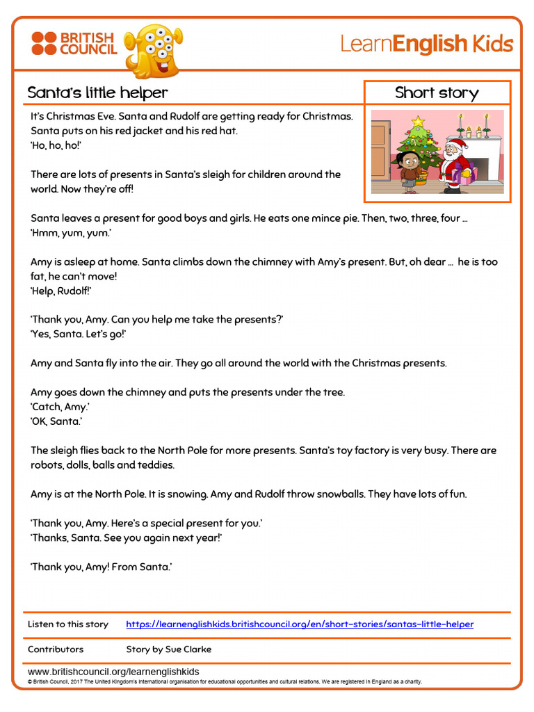 Short Stories Santas Little Helper Transcript | PDF
