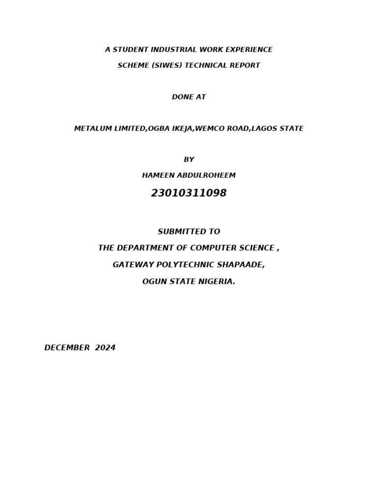 A Student Industrial Work Experience Pdf