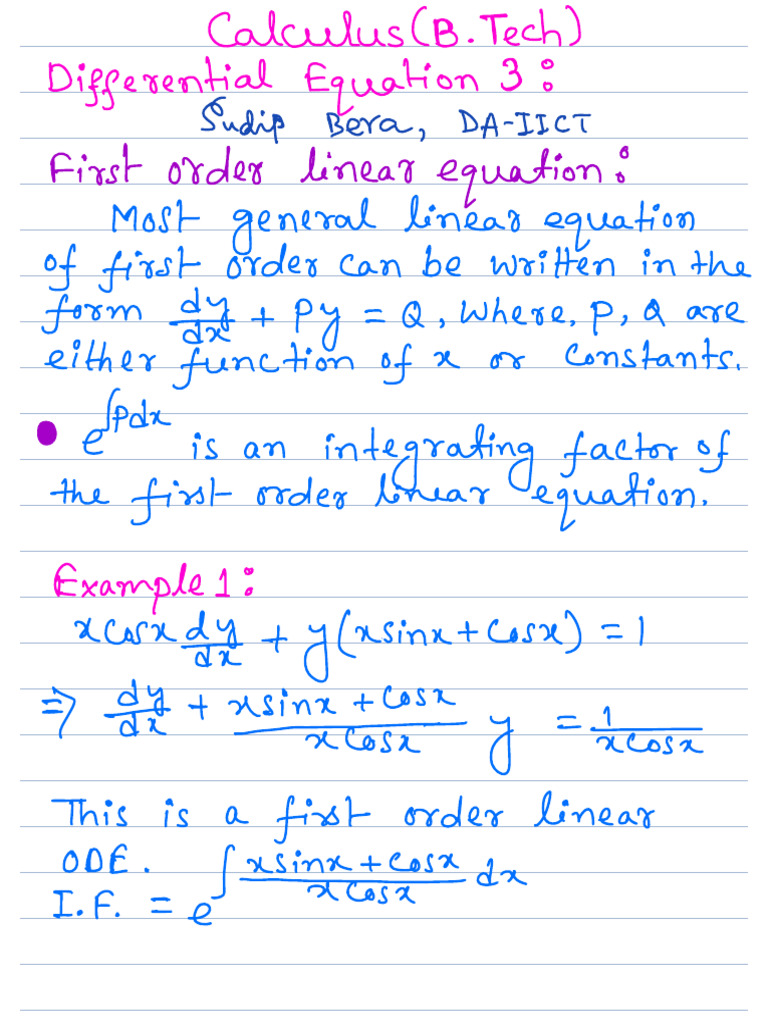 Differential Equation Notes 3 | PDF | Equations | Ordinary Differential ...