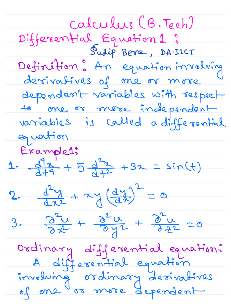 Differential Equation Notes 1 | PDF | Ordinary Differential Equation ...