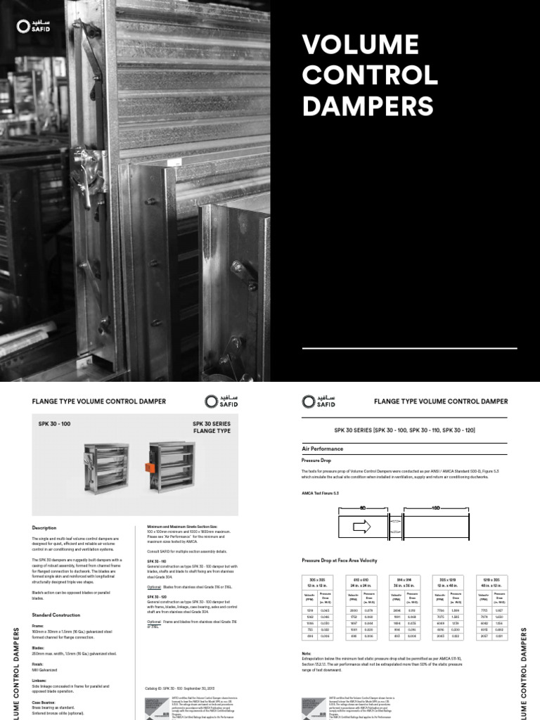 Volume Control Dampers | PDF | Duct (Flow)