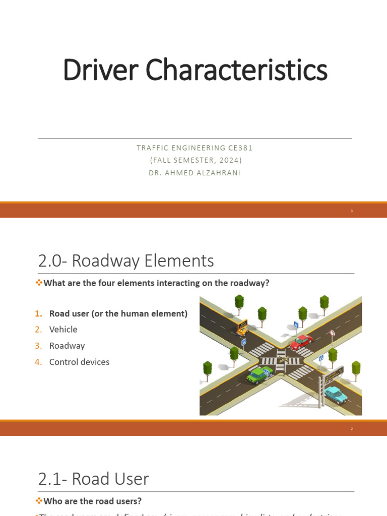 Driver Characteristics in Traffic Engineering | PDF | Visual Acuity ...