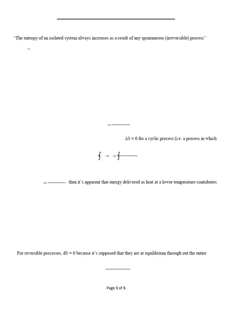Notes On Entropy and The 2nd Law of Thermodynamics | PDF | Entropy ...
