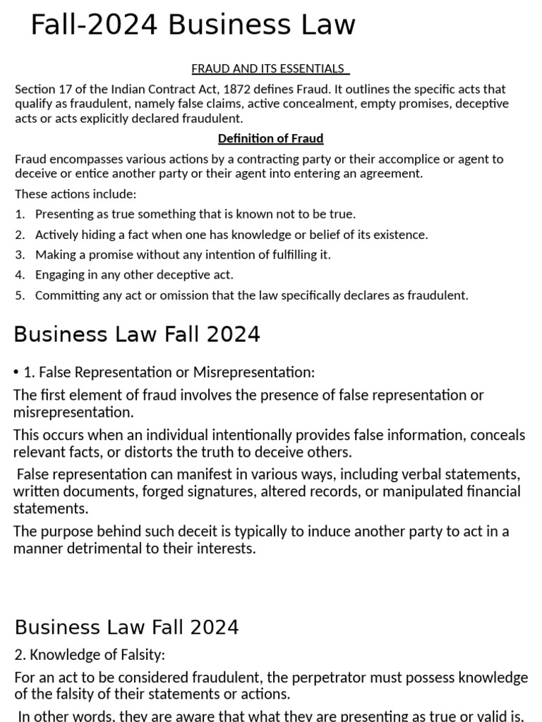 Fraud and Its Element As Per Law of Contract | PDF | Deception | Fraud