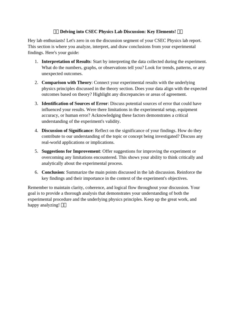 CSEC Physics Lab Discussion Guide | PDF