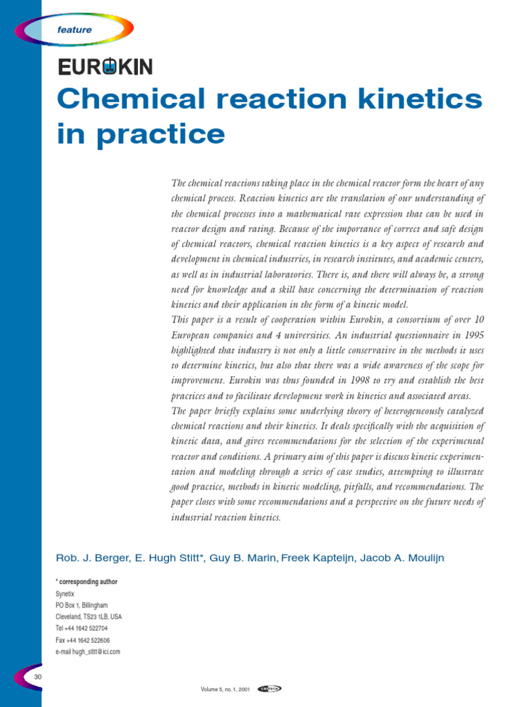 Eurokin Chemical Reaction Kinetics in PR | PDF | Chemical Kinetics ...