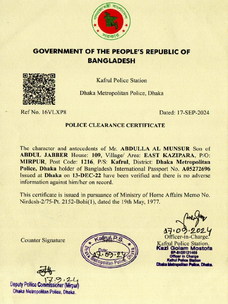 Police Clearence | PDF