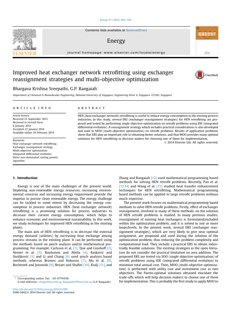 Improved Heat Exchanger Network Retrofitting Using Exchanger | PDF | Mathematical Optimization ...