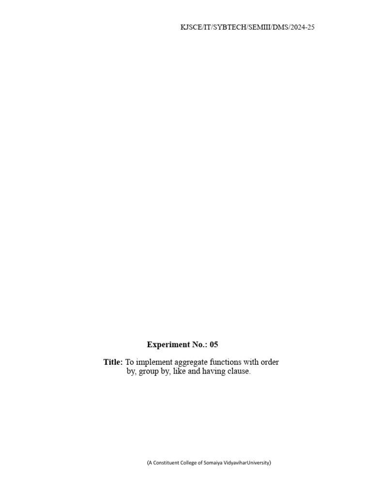 Experiment 5 | PDF | Computer Programming | Computing Experiment 5 | PDF | Computer Programming | Computing