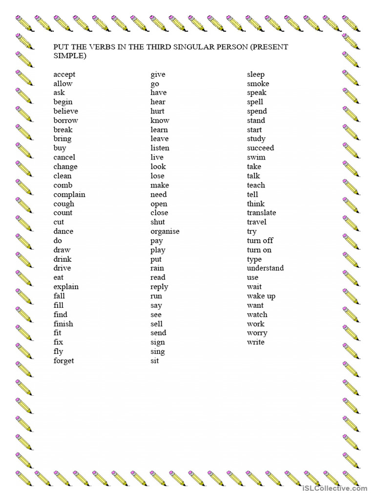 present simple 3rd singular person | PDF