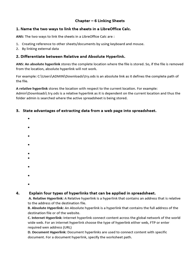 Linking Sheets in LibreOffice Calc | PDF | Spreadsheet | Hyperlink