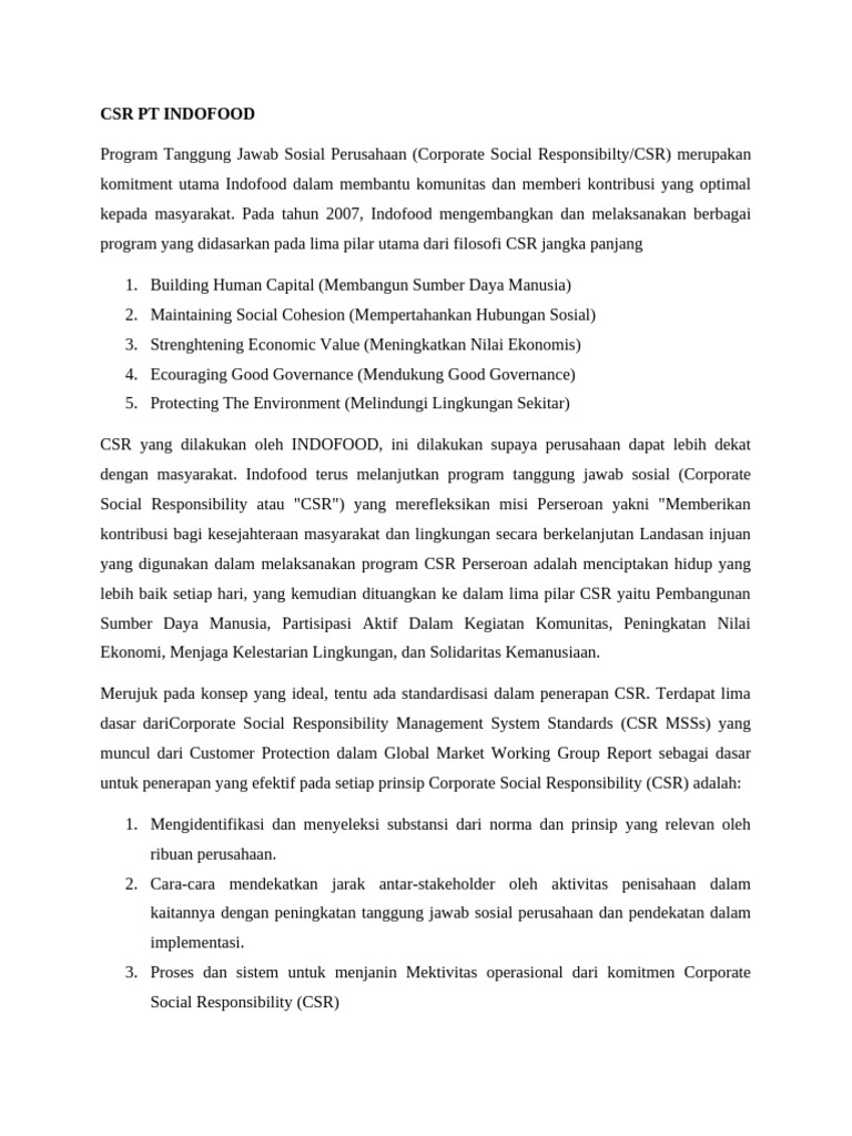 CSR Indofood | PDF