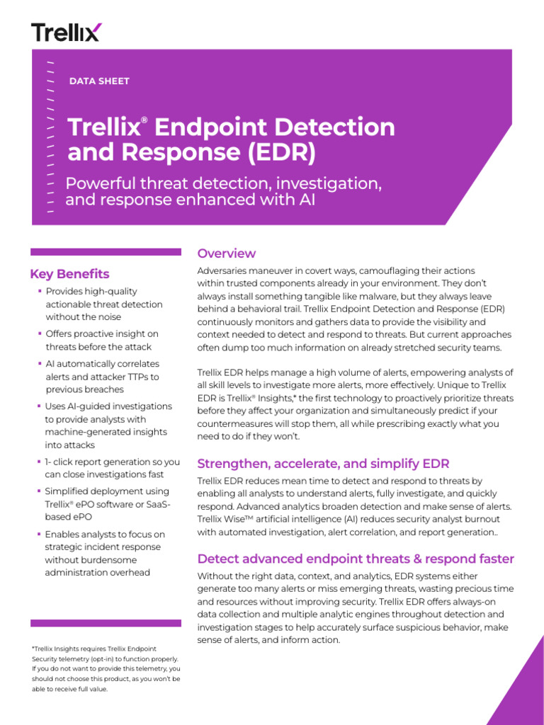 Trellix Endpoint Detection and Response Datasheet | PDF | Computer Security | Security