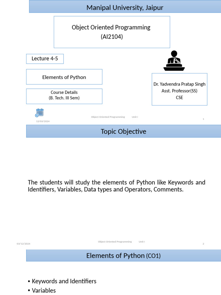 L4-L5. Element of Python | PDF | Data Type | Boolean Data Type