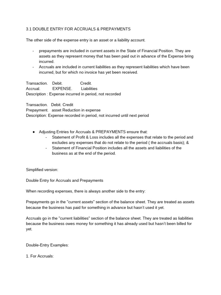 3.1 Double entry for Accruals & prepayments | PDF | Debits And Credits ...