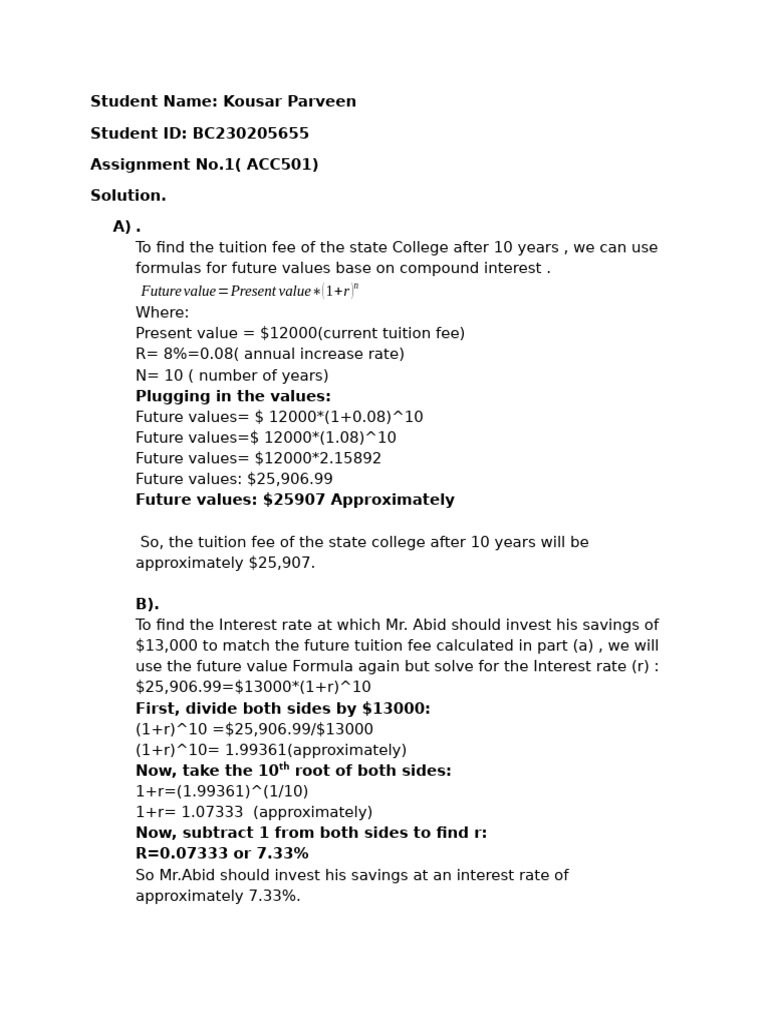 Document (7)Acc501 Assignment | PDF
