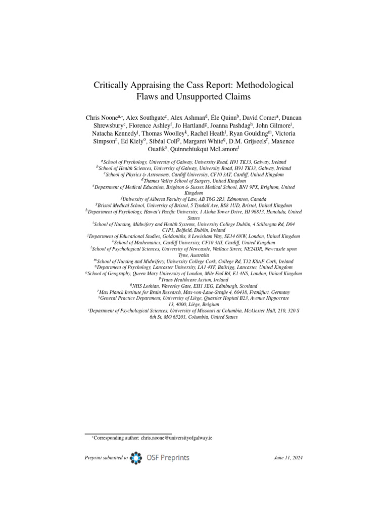 Critically Appraising Cass Review | PDF | Randomized Controlled Trial ...
