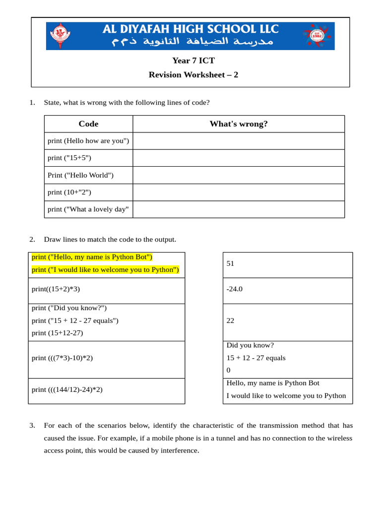 Y7 Revision Worksheet-2 | PDF | World Wide Web | Internet & Web