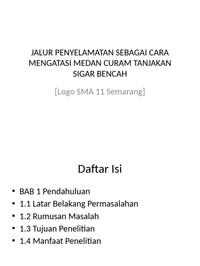 Presentasi Jalur Penyelamatan Tanjakan Sigar Bencah | PDF