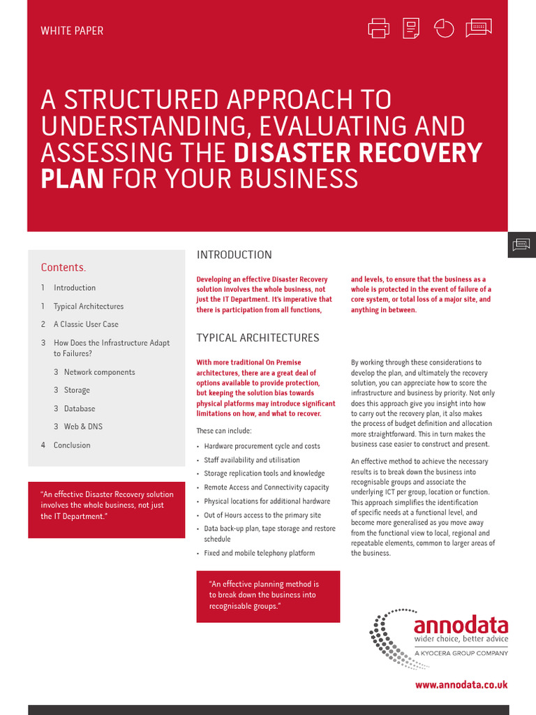 Annodata-DISASTER RECOVERY WhitePaper | PDF | Databases | Server (Computing)