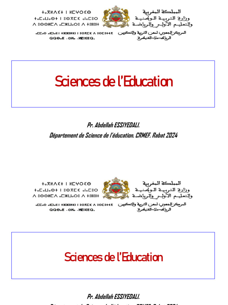 Module SC Educ CH I CRMEF Rabat PR Essiyedali | PDF | Pédagogie ...