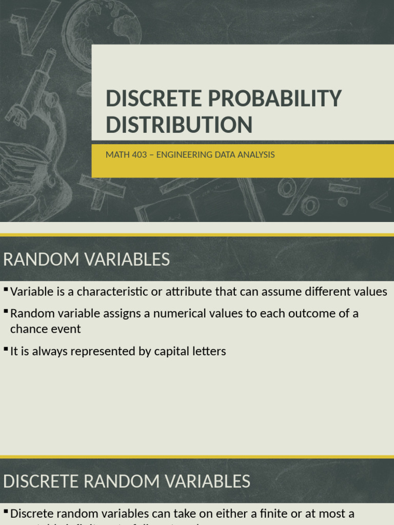 DISCRETE-PROBABILITY-DISTRIBUTION | PDF | Probability Distribution | Variance