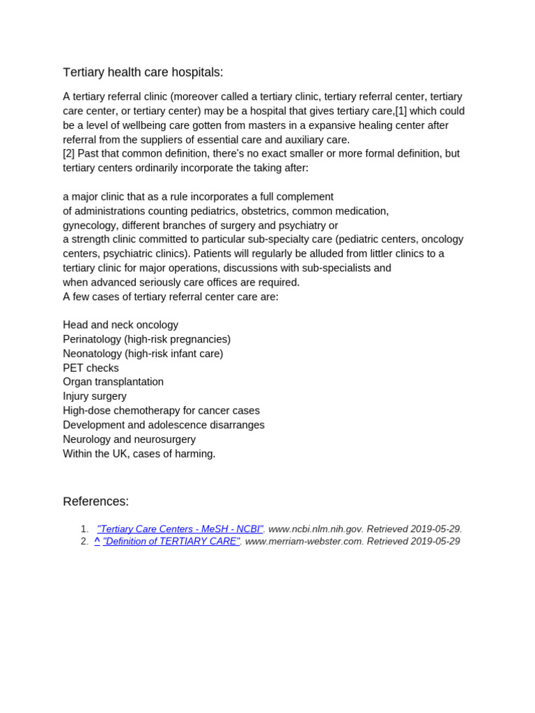 Tertiary Health Care Hospitals by Adil Khan | PDF