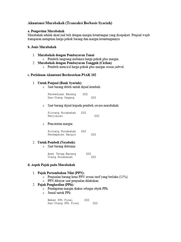 Akuntansi Murabahah Syariah | PDF