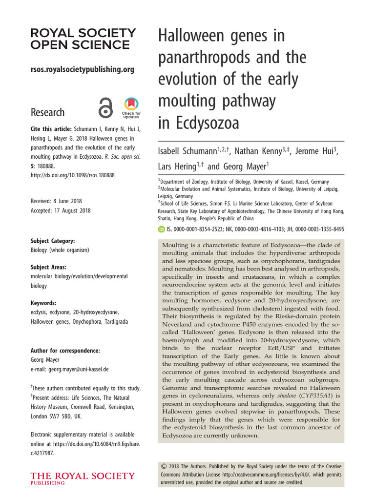 Halloween Genes in Panarthropods and The Evolution of The Early ...