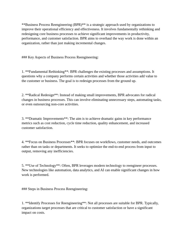 Business Process Reengineering | PDF | Business Process | Economies