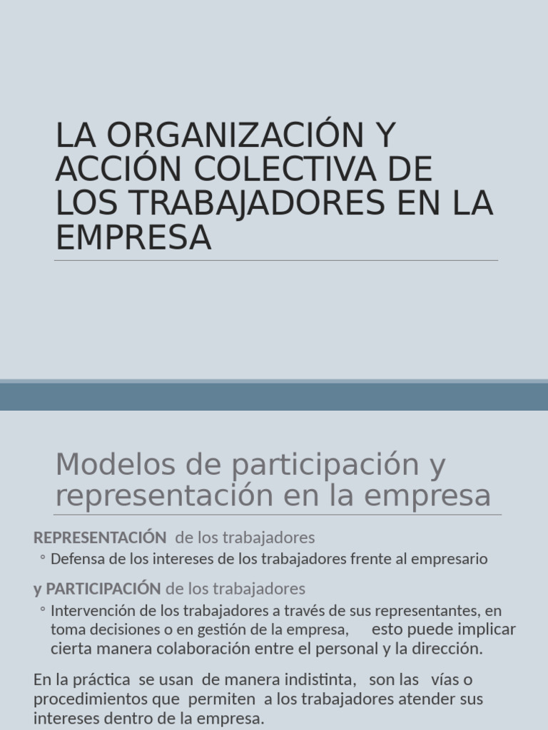 4.1 Org y Acc Col de Los Trab en La Emp | PDF | Sindicato | Business