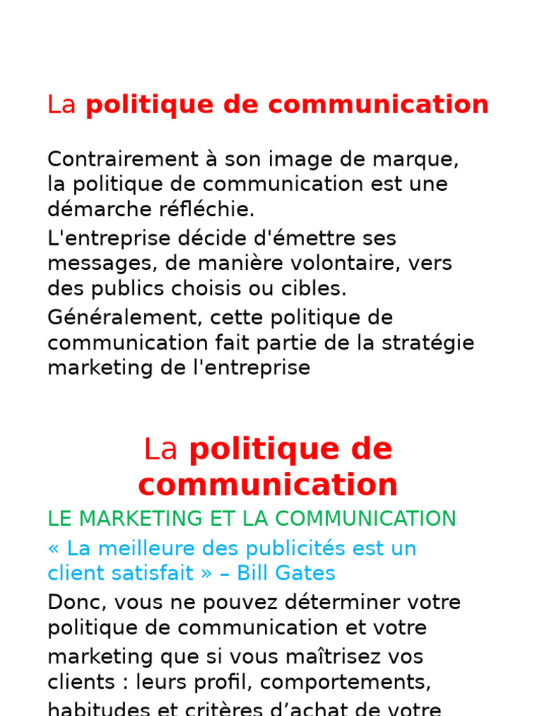 Politique de communication efficace | PDF | Marque | la communication