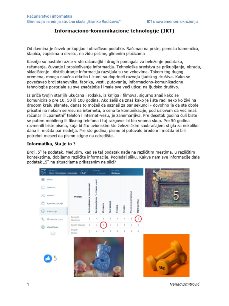 IKT U Savremenom Okruženju Informatika | PDF