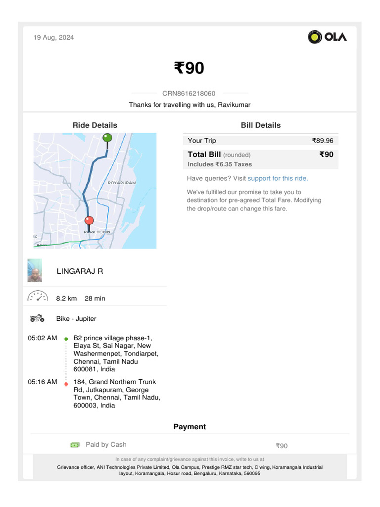 Ola Home To Railway Station | PDF | Invoice | Payments