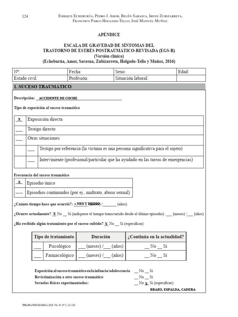 Cuestionario TEPT | PDF | Las emociones | Ciencias del comportamiento