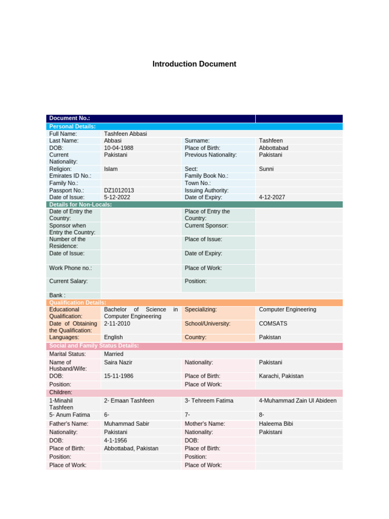 Introductory Form | PDF