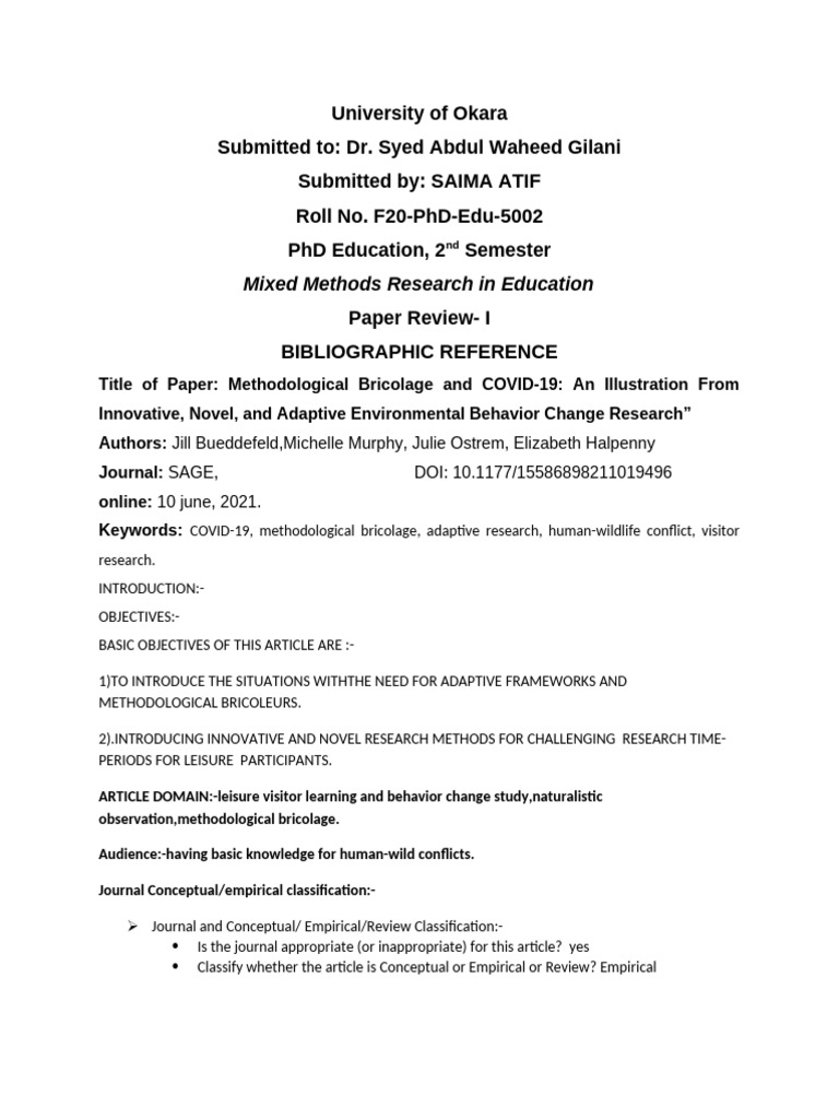 1st Review Article Sir Waheed MMR, 7th July, 2021 | PDF | Methodology ...