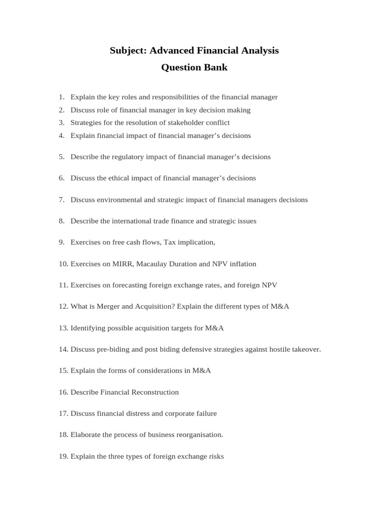 AFm Question Bank | PDF