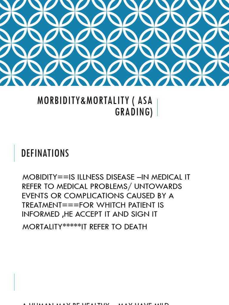 3.Morbidity and mortality ASA grading | PDF | Heart | Ischemia