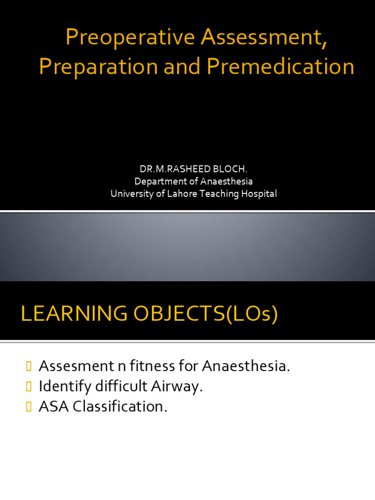 1.preoperative Assessment and Care | PDF | Anesthesia | Medical Specialties