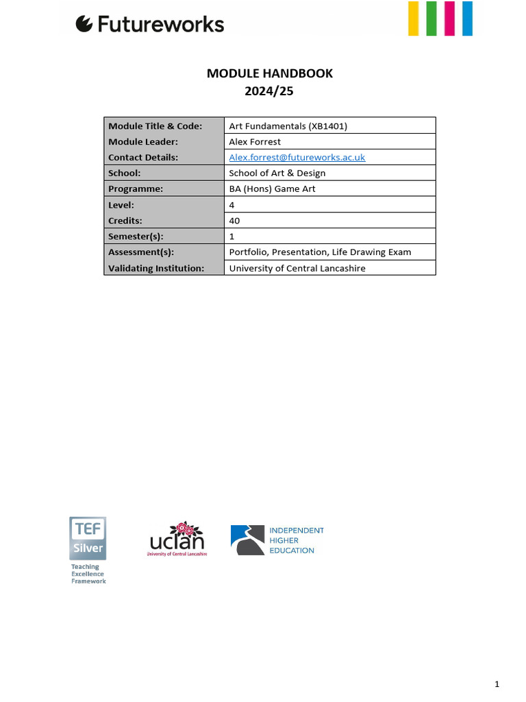 2024 - 2025 - Art Fundamentals - XB1401 Module Handbook | PDF ...
