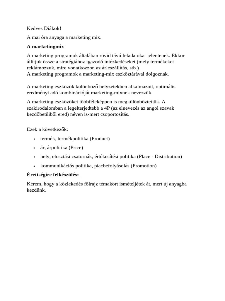 Marketing Mix 0129 | PDF