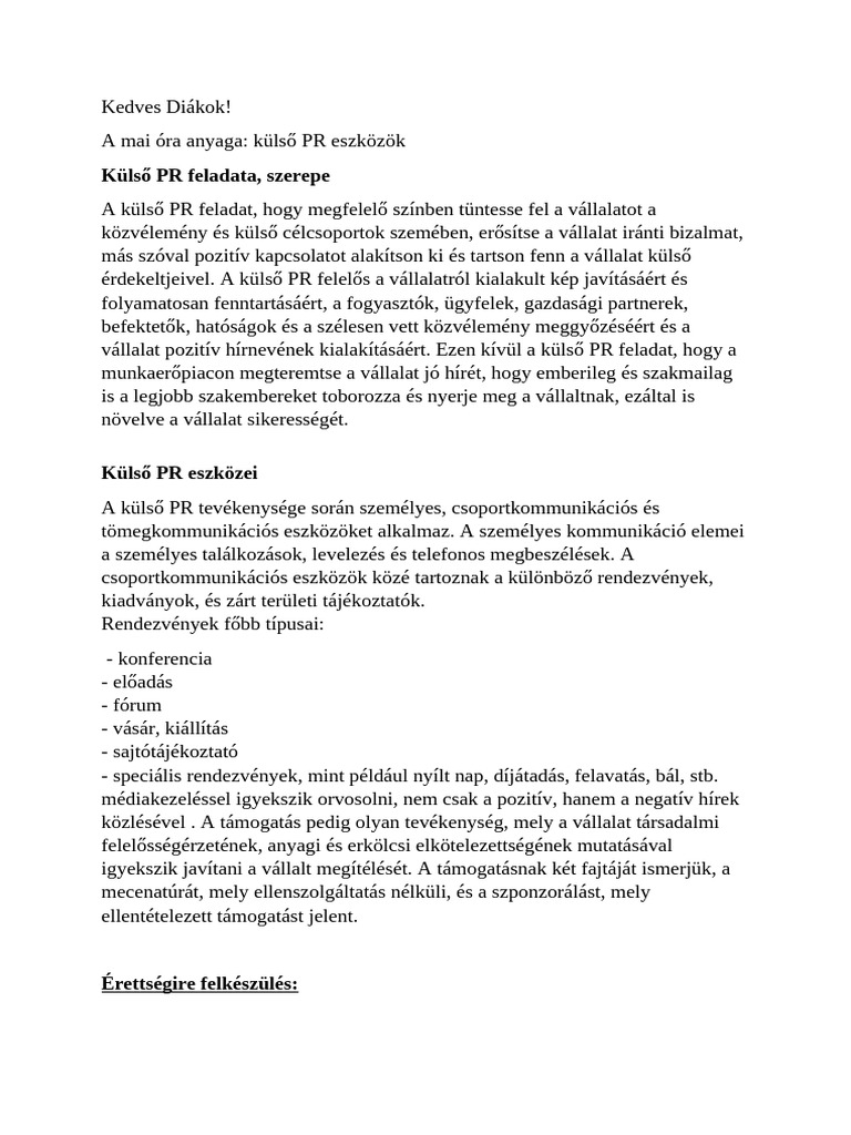 Külső PR Eszközök 0223 | PDF